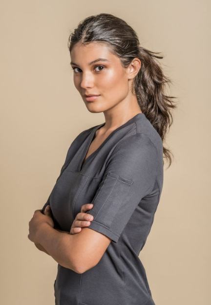 X-Shirt- Women's V-neck knit tunic with short sleeves - Clement Design USA